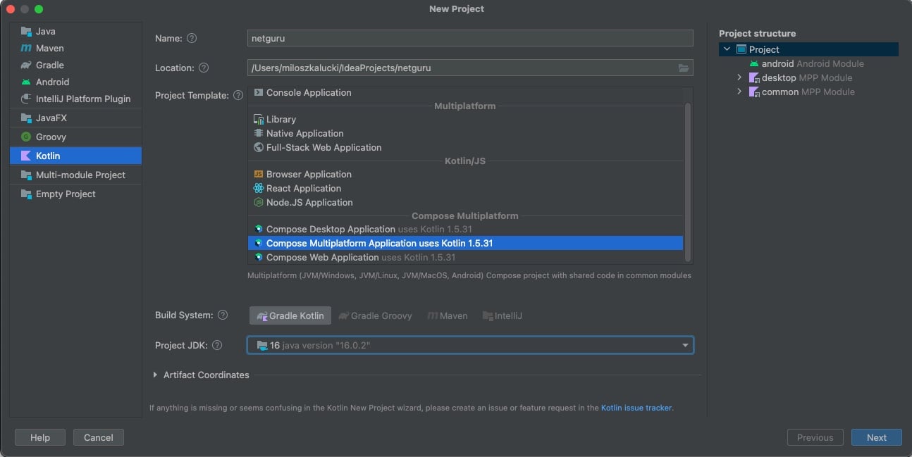 Starting a New Compose Multiplatform Project